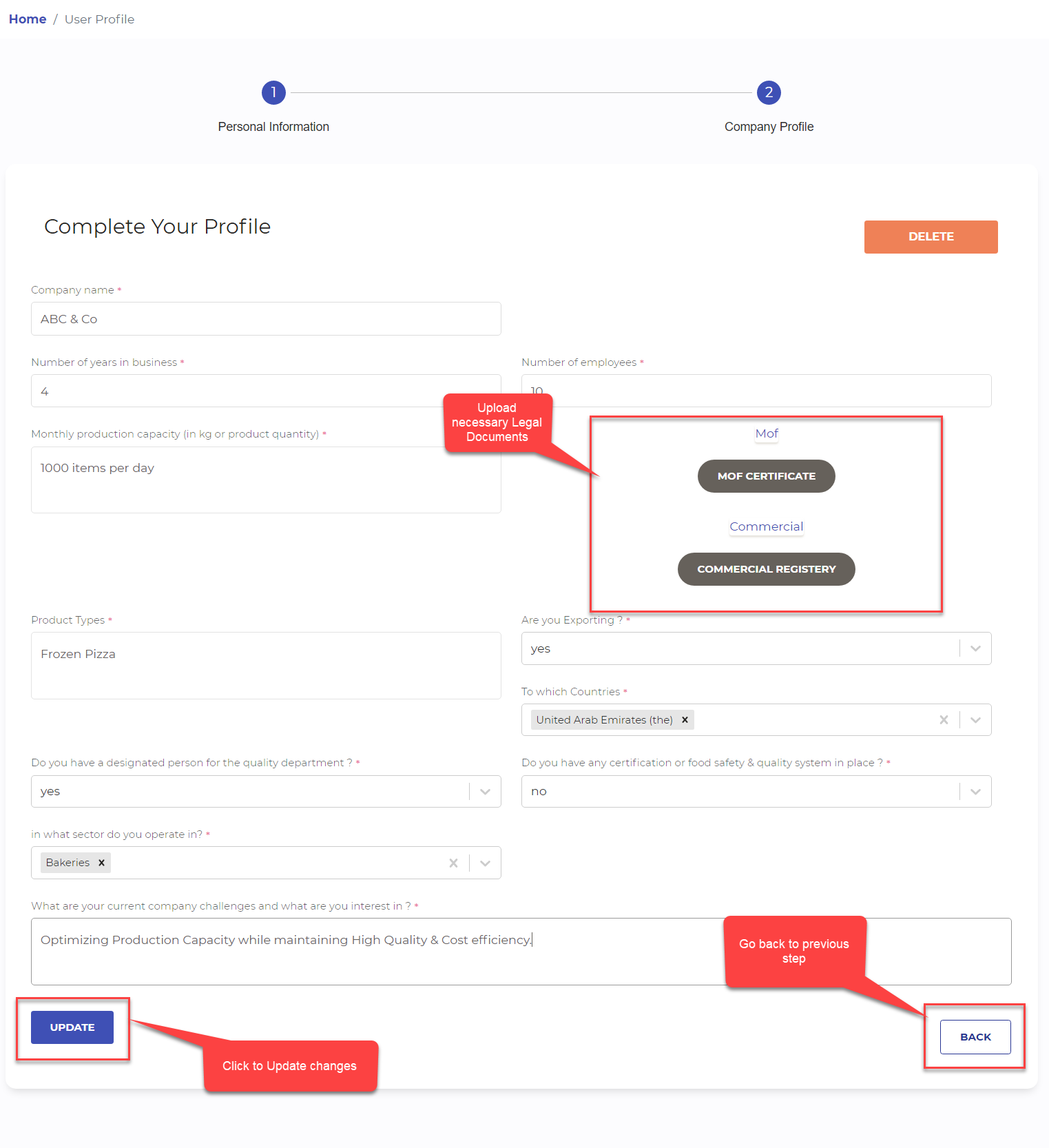 Going into next screen where you can fill your company details as ...